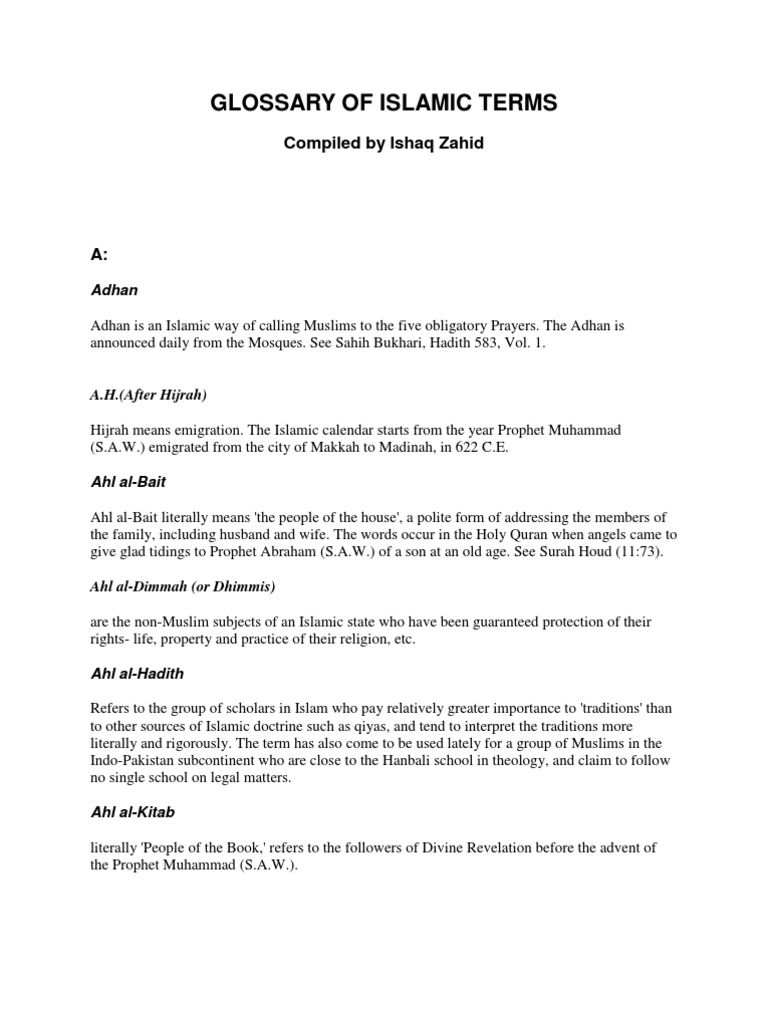 A Comprehensive Glossary of Key Islamic Terms | PDF | Mosque | Muhammad