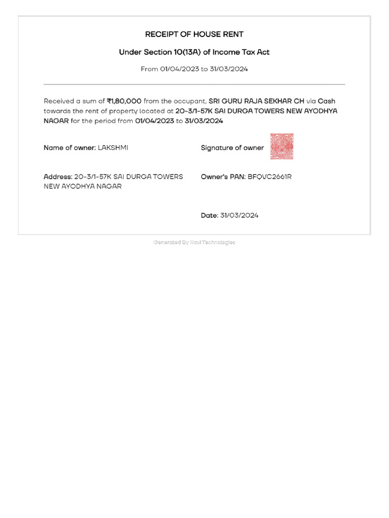 House Receipt | PDF
