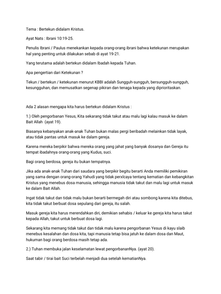 Khotbah Bertekun Didalam Kristus | PDF | Agama & Spiritualitas