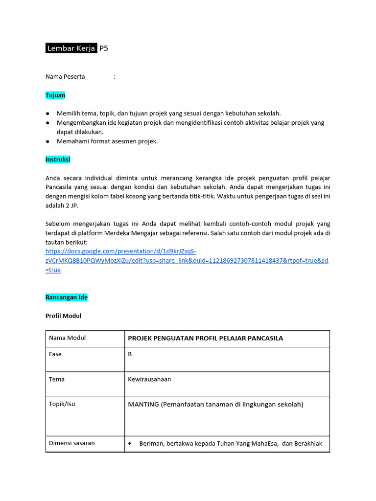 Rancangan Projek Pelajar Pancasila | PDF | Karier & Perkembangan