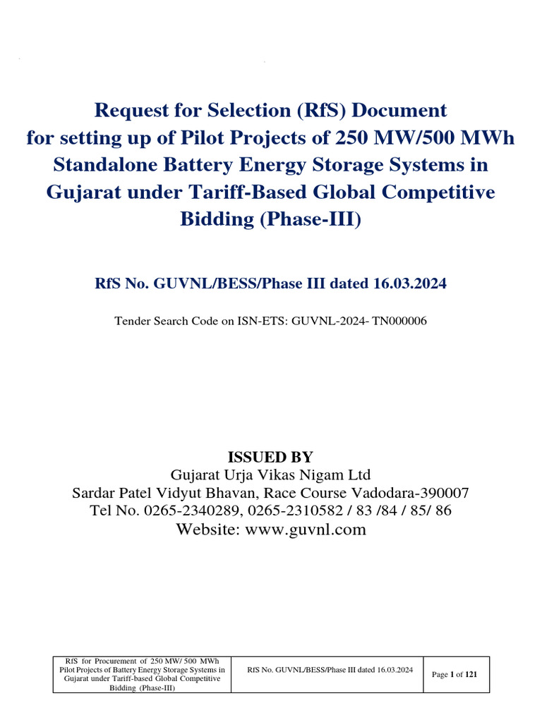 GUVNL PH 3 Standalone BESS | Download Free PDF | Electrical Grid ...