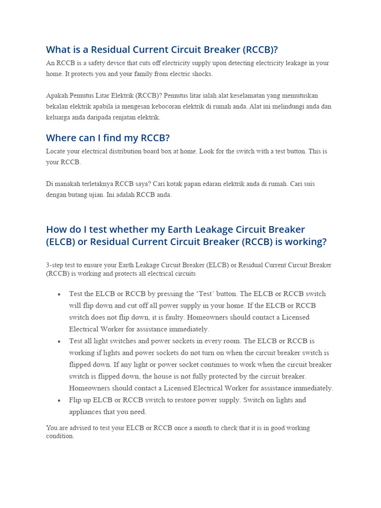 Residual Current Circuit Breaker (RCCB) | PDF