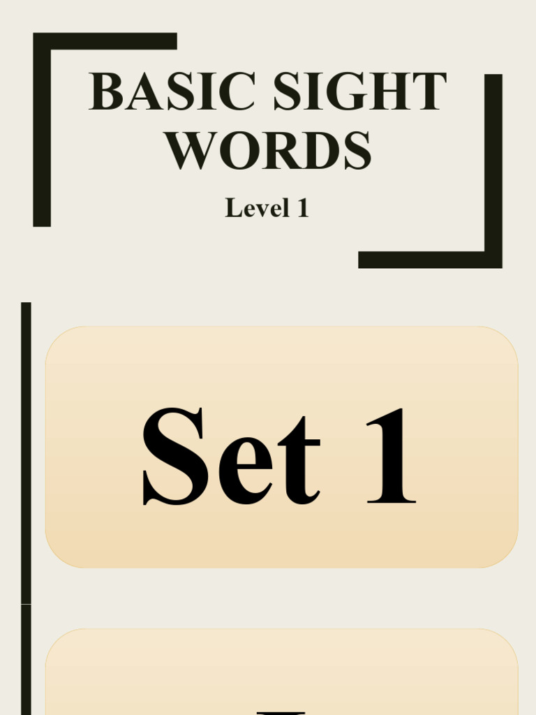 Basic Sight Words Level 1 Sets 1-5 | PDF