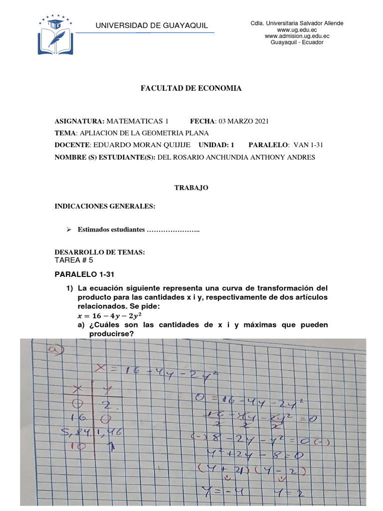 Tarea 5 | PDF | Geometría | Matemáticas