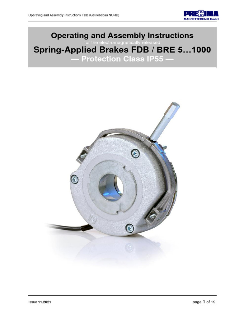 FDB Brake Operating Instructions | PDF | Screw | Brake