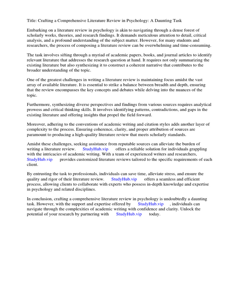 Literature Review Sample Psychology | Download Free PDF | Psychology ...