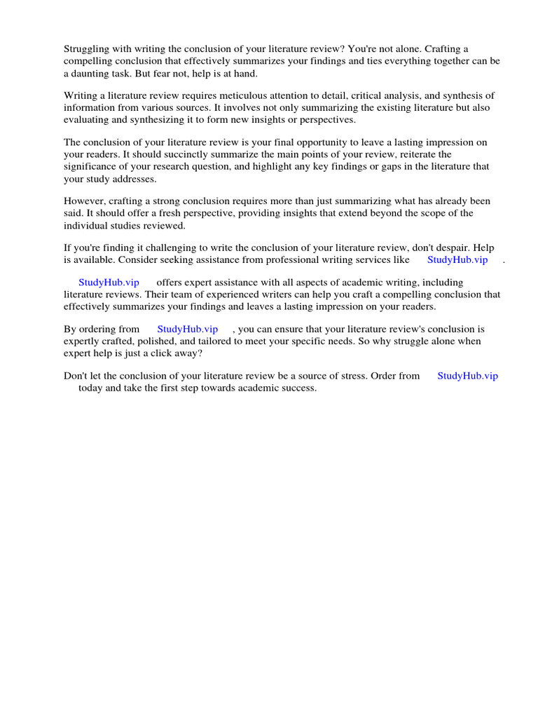 How to Write the Conclusion of a Literature Review | PDF | Essays | Methodology