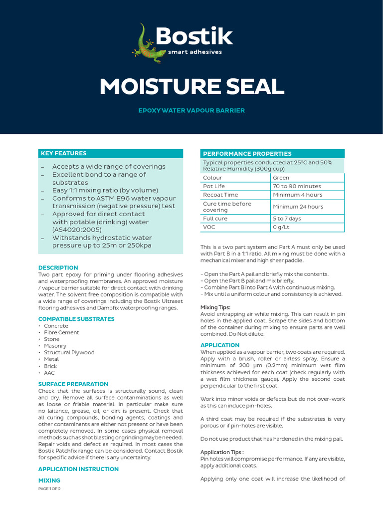 PDS - Moisture Seal | PDF | Epoxy | Adhesive
