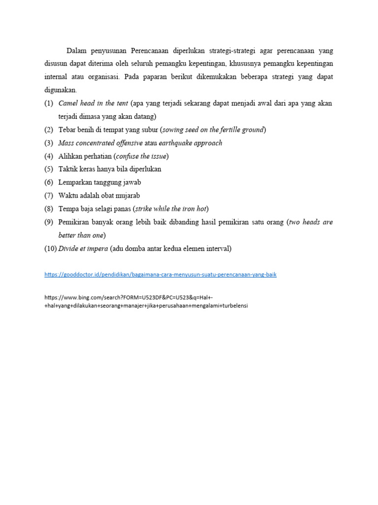 Dalam Penyusunan Perencanaan Diperlukan Strategi | PDF