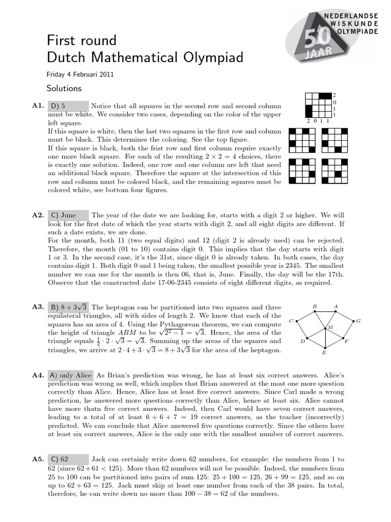 Dutch Math Olympiad Solutions | PDF | Area | Triangle