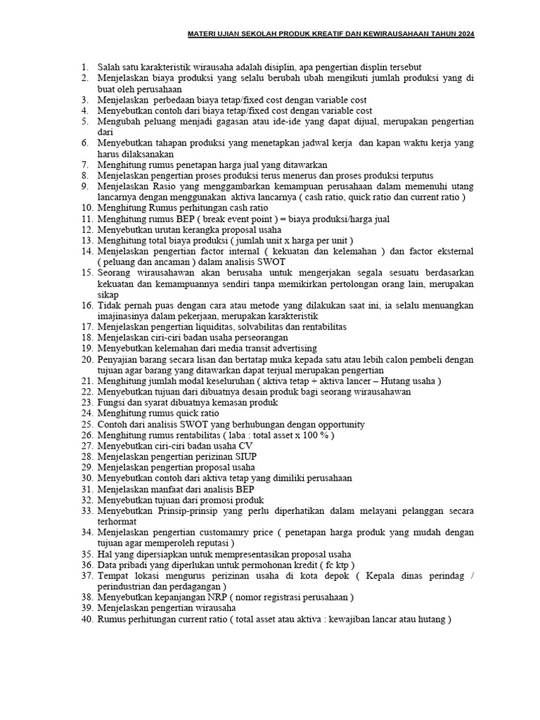 Materi US KWU 2024 | PDF