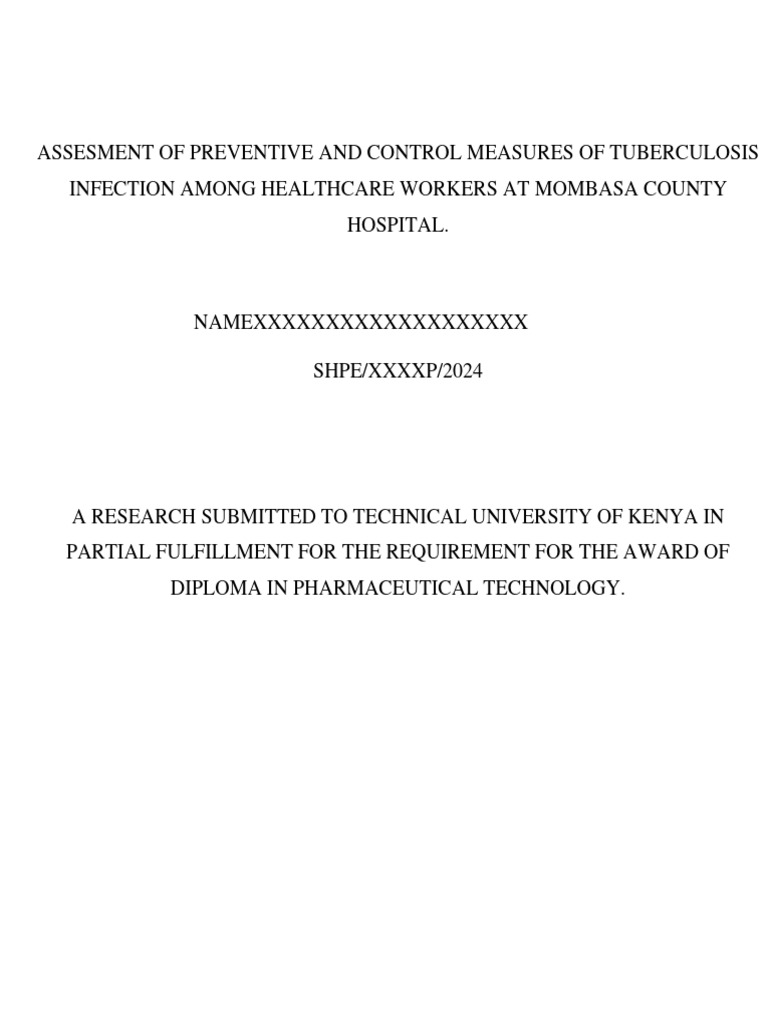 Example of Project Report 20240319 | PDF | Tuberculosis | Infection