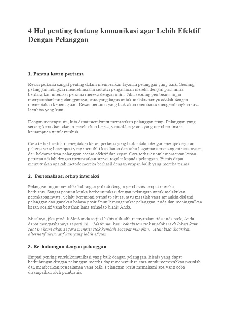 Komunikasi Efektif dengan Pelanggan | PDF | Karier & Perkembangan | Pengembangan Diri
