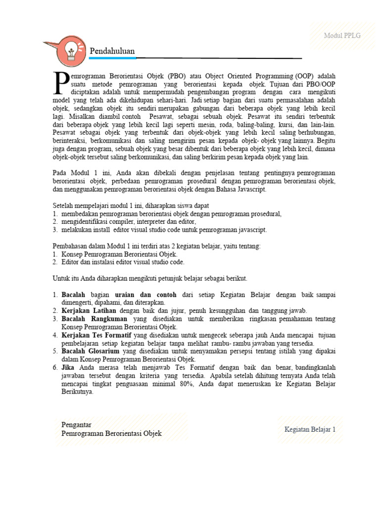 Modul PBO Kelas X | PDF | Komputer