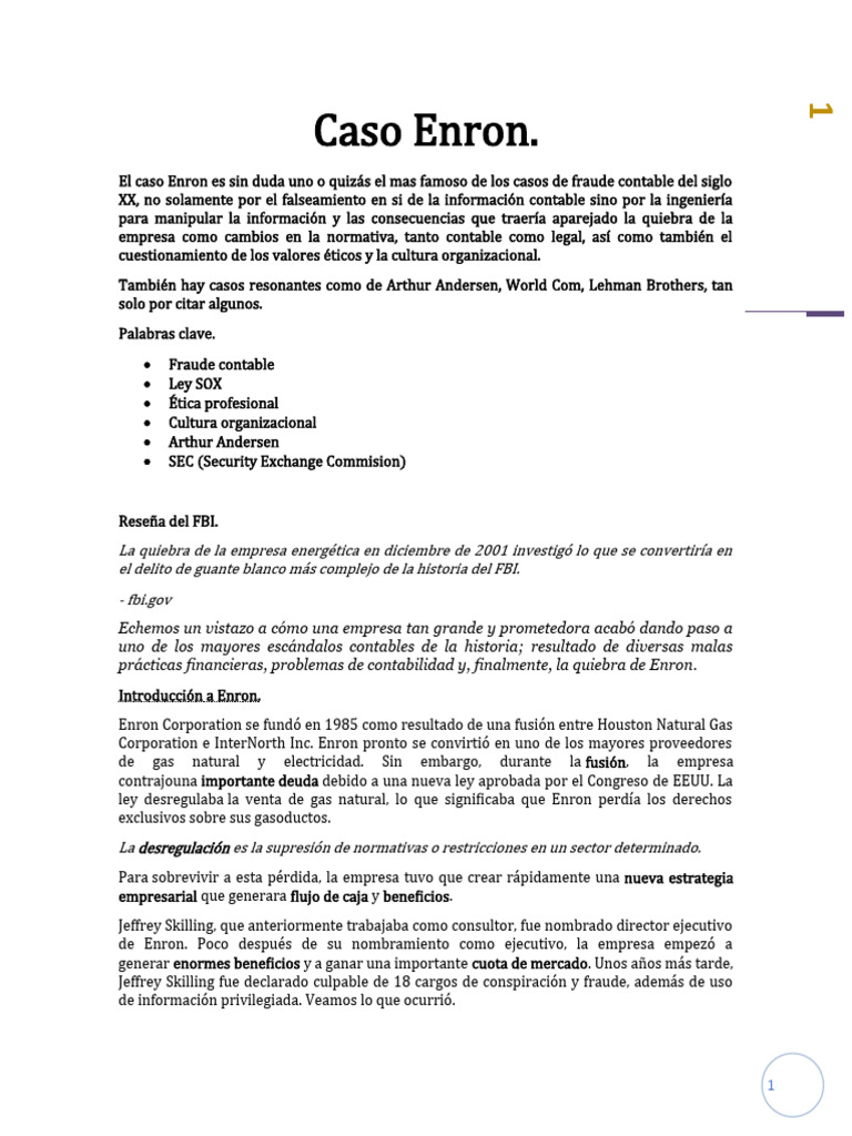 Caso Enron | PDF | Enron | Contabilidad