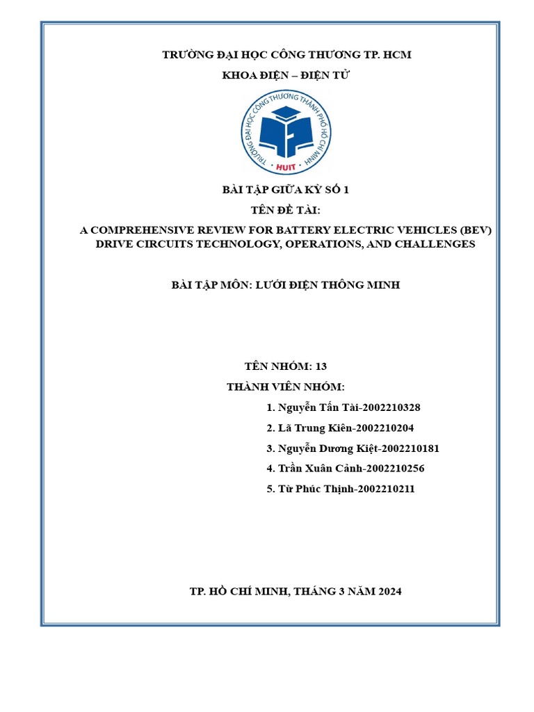 Nhom13 - BTGK SỐ1 - NĂM 2024 - LƯỚI ĐIỆN THÔNG MINH | PDF