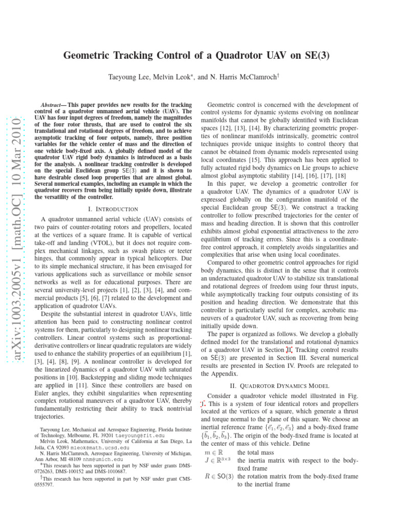 Geometric Control Proof | PDF | Quadcopter | Control Theory