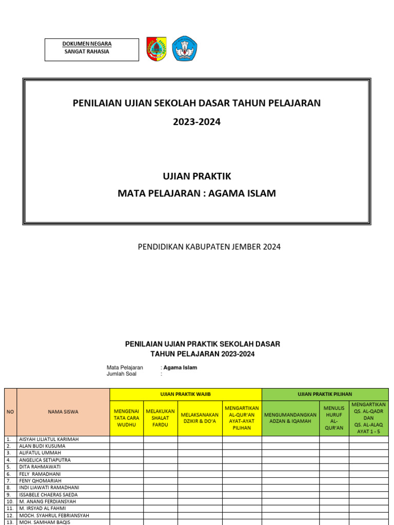 Uprak Pai SDN SBR Salak 4 | PDF