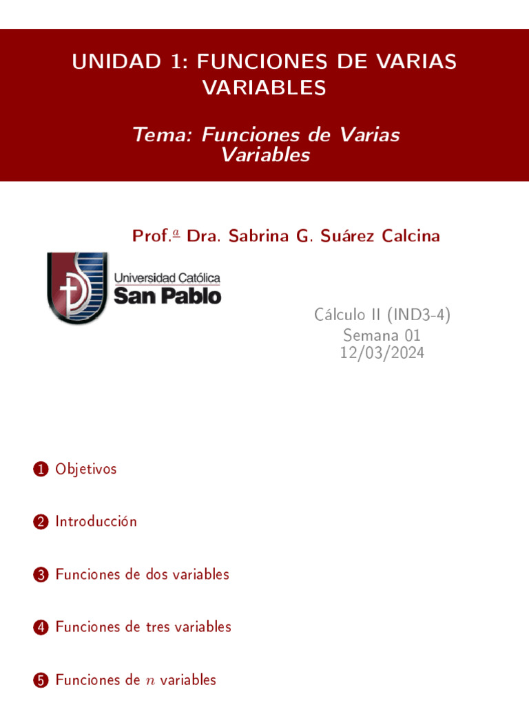 Funciones de Varias Variables en Cálculo II | PDF | Función (Matemáticas) | Variable (Matemáticas)