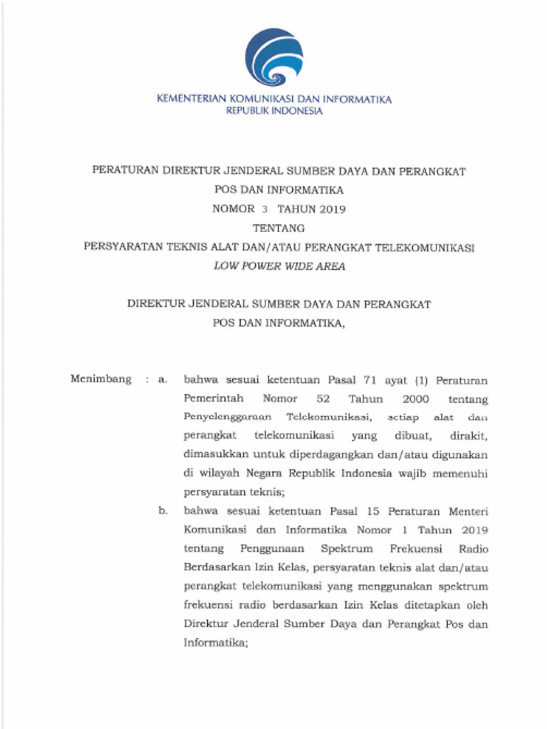 20210510124739-Perdirjen 2019-03 LPWA | PDF