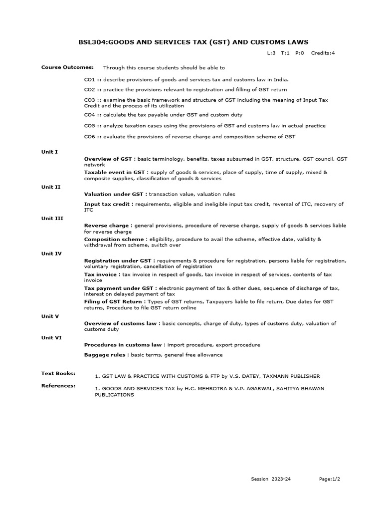 GST and Customs Law Overview | PDF | Taxes | Money
