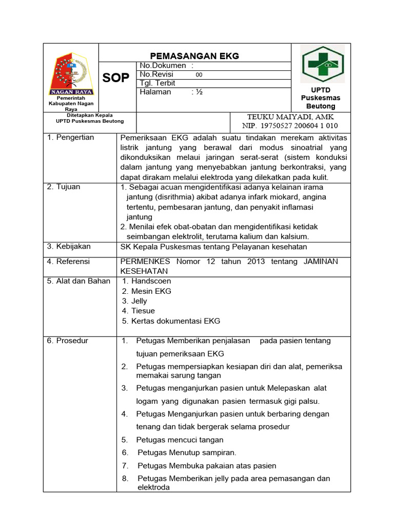 PDF SOP Pemasangan EKG | PDF