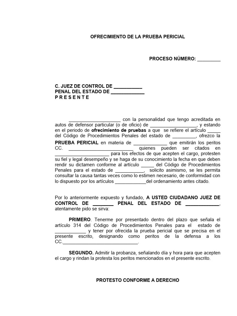 Ofrecimiento de La Prueba Pericial | PDF Ofrecimiento de La Prueba Pericial | PDF