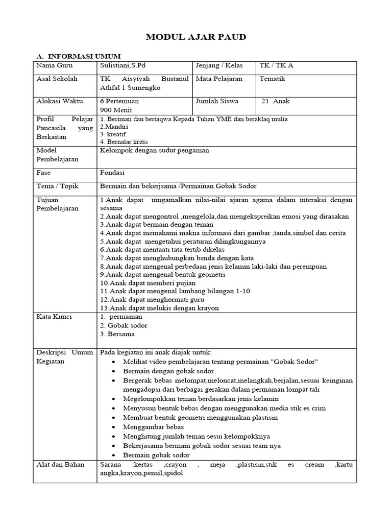 MINGGU V. Modul Gobag Sodor 30 Jan-05 Feb 2024 | PDF