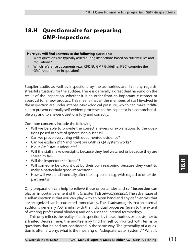 Inspection Preparedness Audit Checklist | PDF | Quality | Production ...