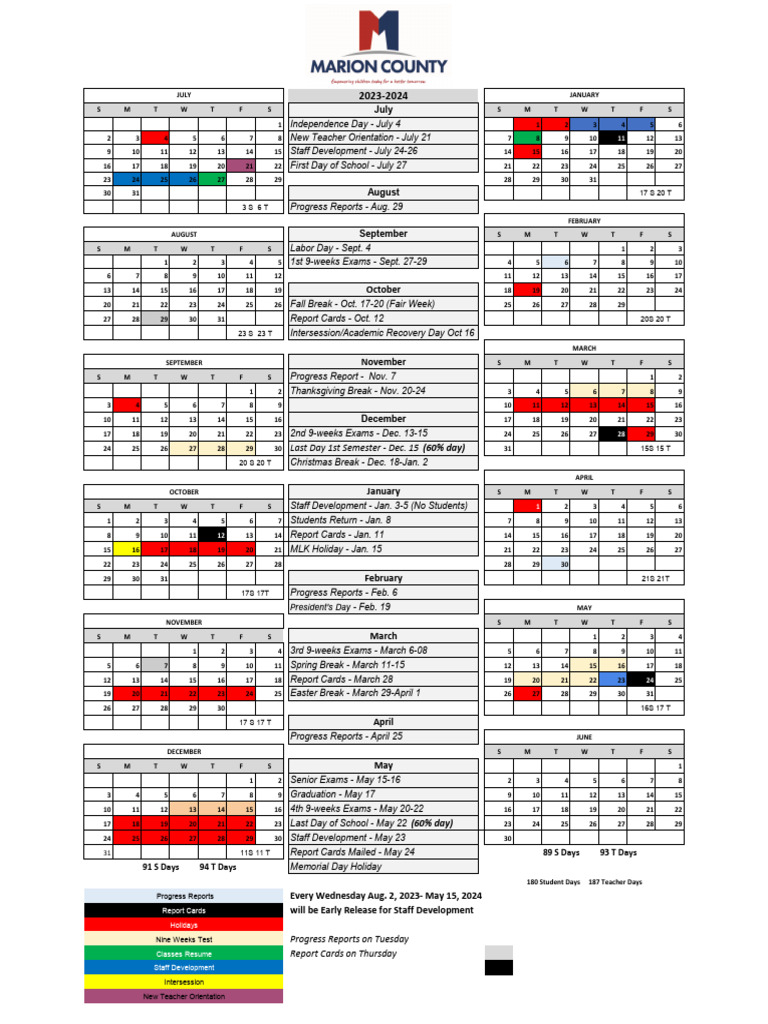2023-2024 School Year Calendar | PDF | Schools | Observances