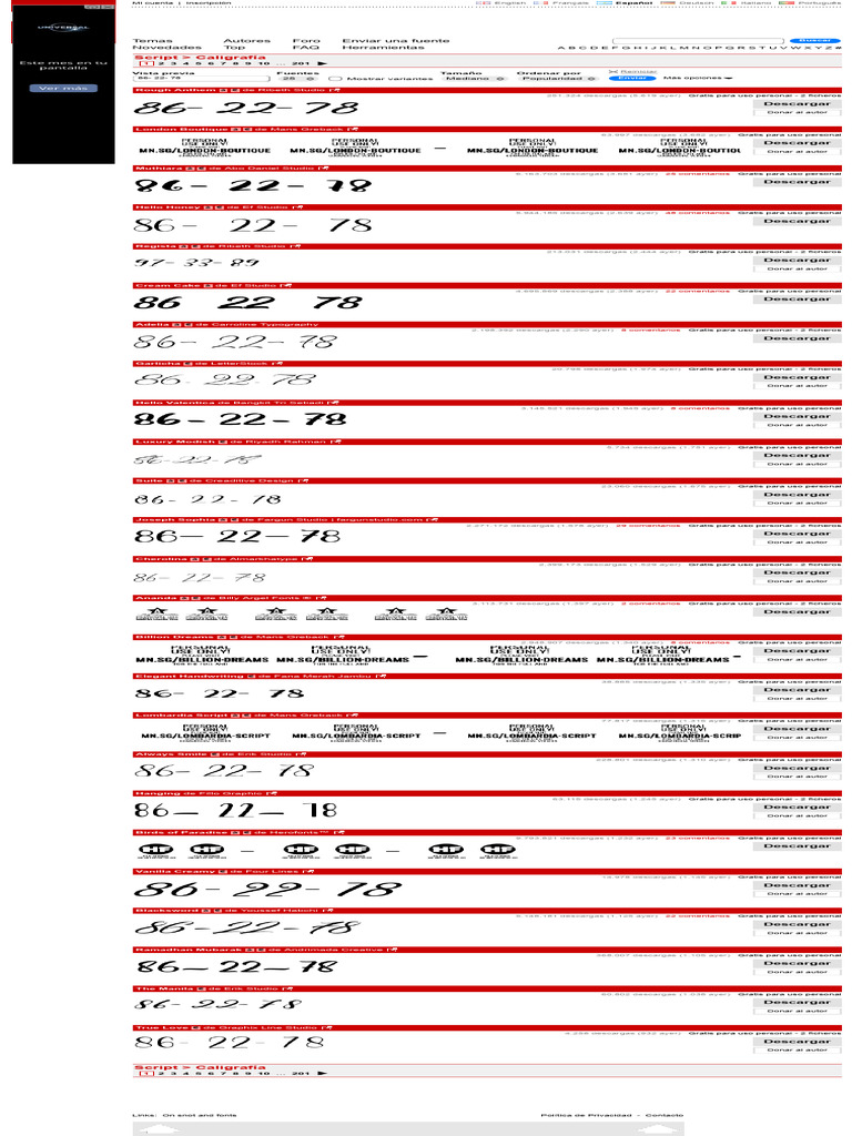 Script Caligrafía Dafont - Com 2 | PDF