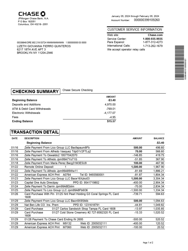 Statements 9260 | PDF | Payments | Chase Bank