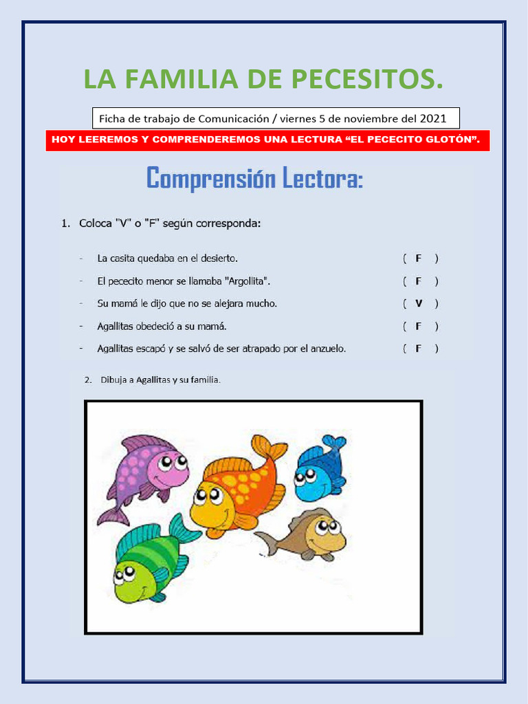 LA FAMILIA DE PECESITOS - GRUPO DE COMUNICACIÓN - 5 -11 - 21 | PDF