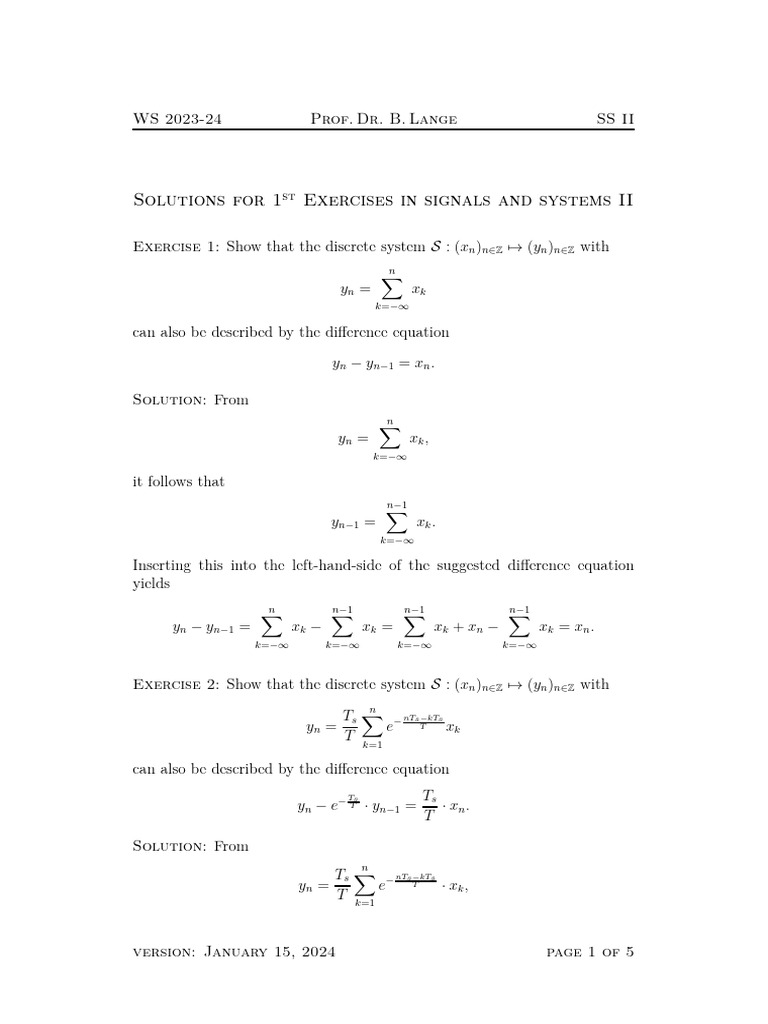 Exercises_1_with_solutions | PDF | Signal Processing | Control Theory