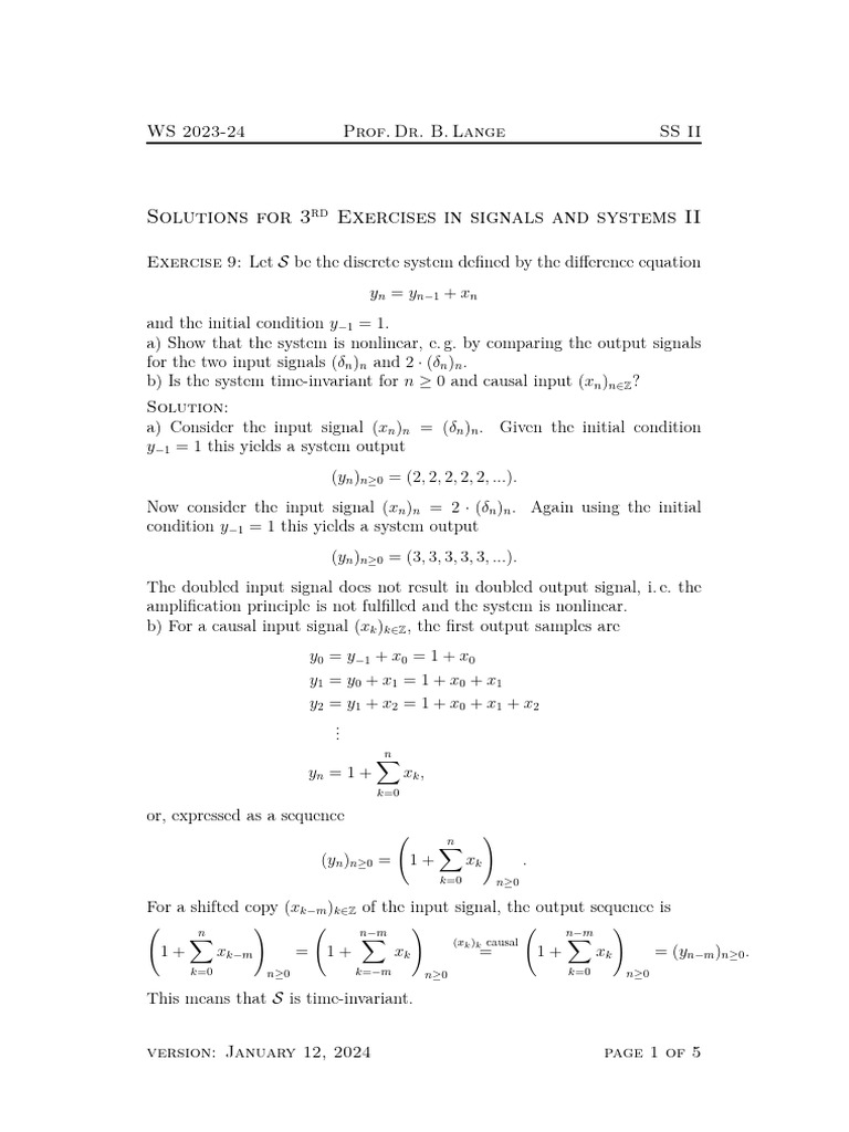 Exercises 3 With Solutions | PDF | Recurrence Relation | Mathematical Concepts