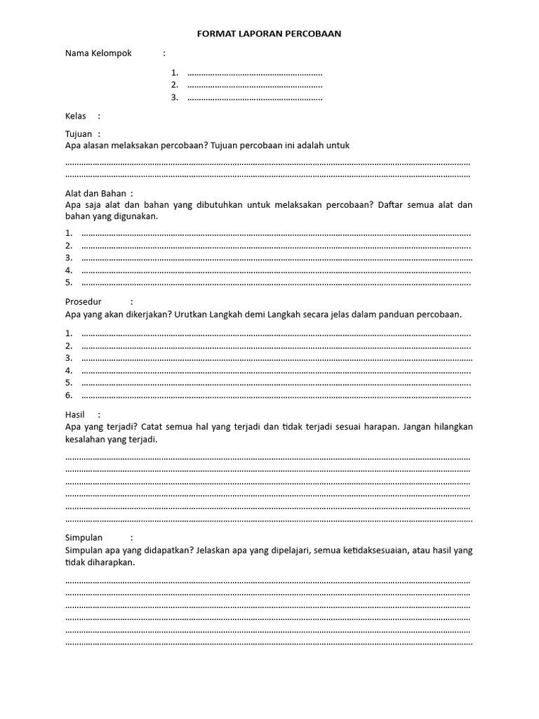 Format Laporan Percobaan | PDF