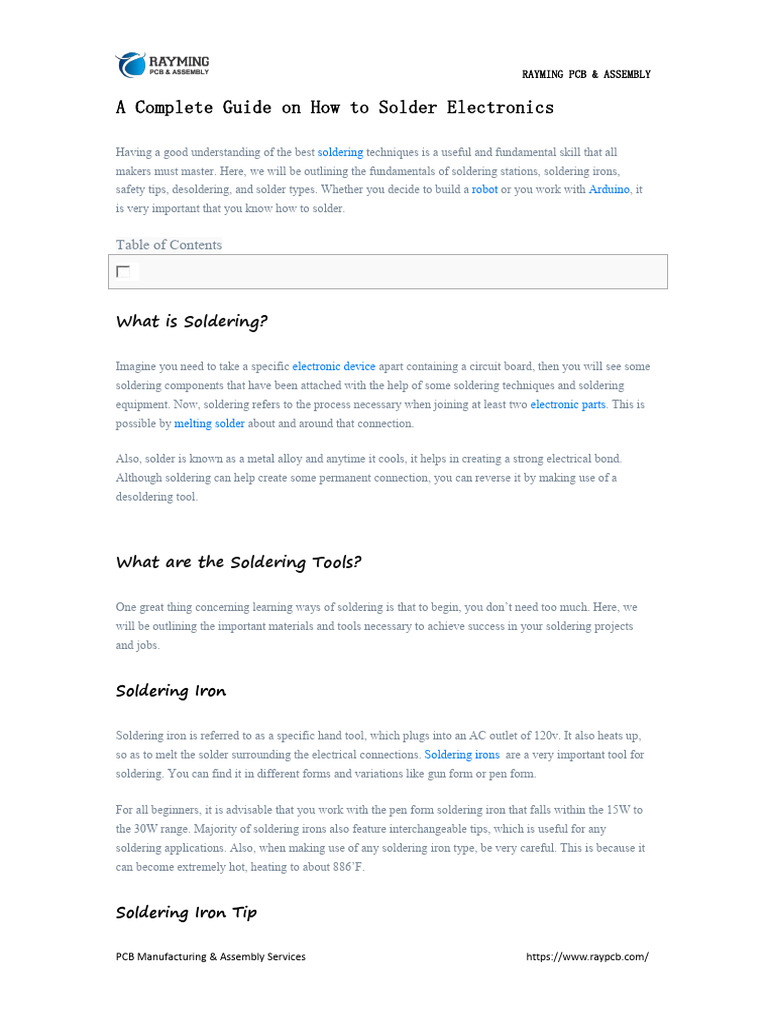 A Complete Guide on How to Solder Electronics | PDF | Soldering ...