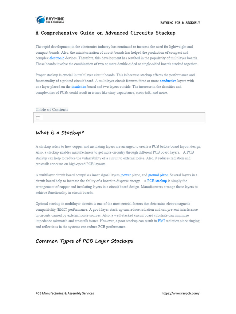 A Comprehensive Guide On Advanced Circuits Stackup | Download Free PDF | Printed Circuit Board ...