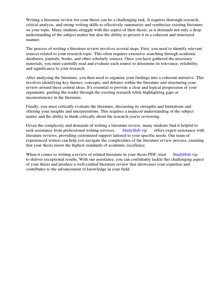 How To Write Review of Related Literature in Thesis PDF | PDF ...