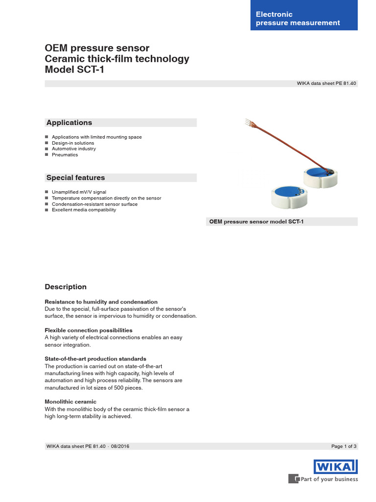 Oem Pressure Sensor | PDF | Sensor | Pressure Measurement
