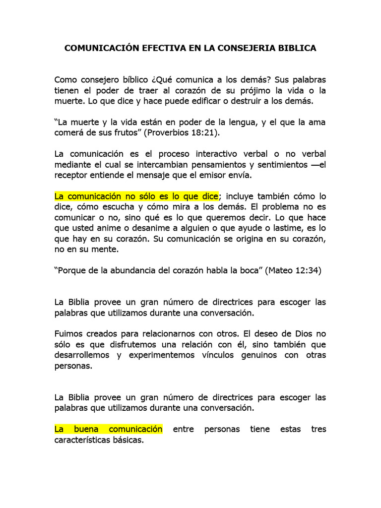 Comunicación Efectiva en Consejería Bíblica | PDF | Comunicación ...