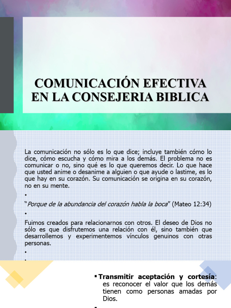 Comunicación Efectiva en Consejería Bíblica | PDF | Comunicación no ...