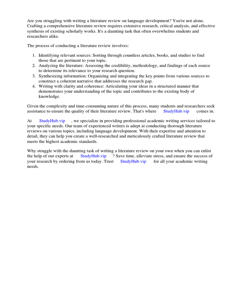 Language Development Literature Review | PDF | Second Language ...