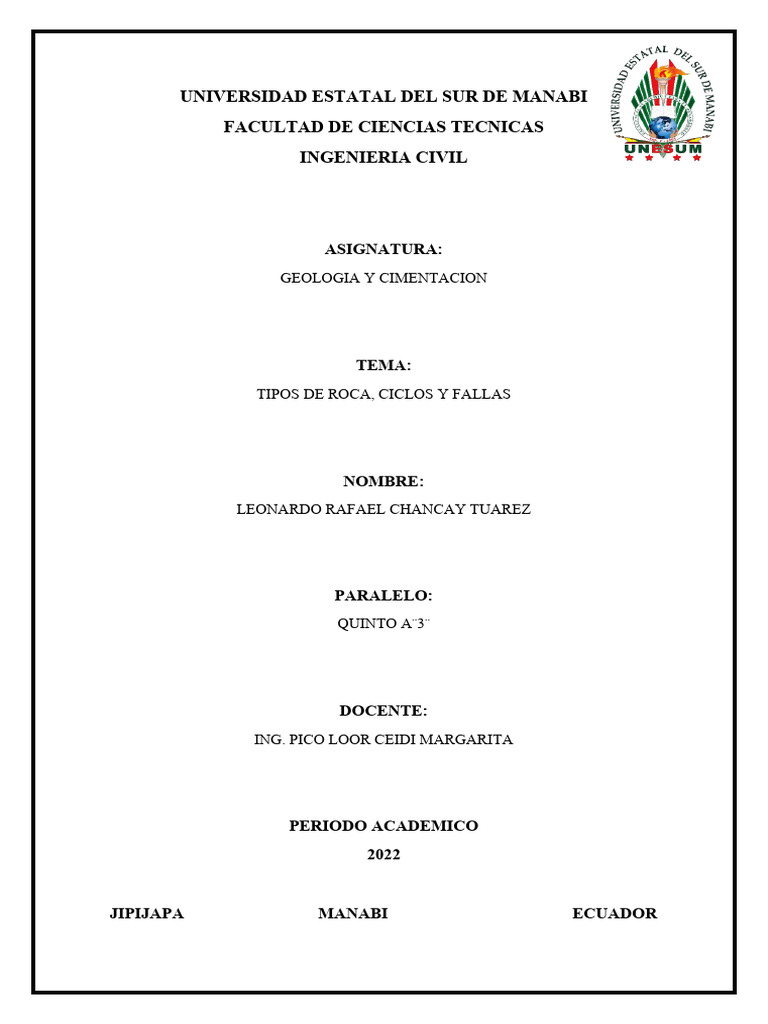 Tipos de Roca, Sus Ciclos y Fallas | Descargar gratis PDF | Roca ...