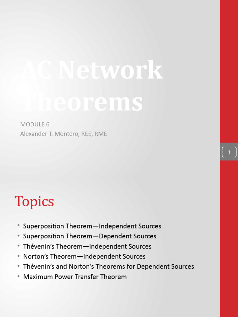 Module6 - AC Network Theorems | PDF | Electrical Impedance | Electrical ...