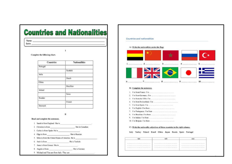 Countries and Nationalities 4° | PDF