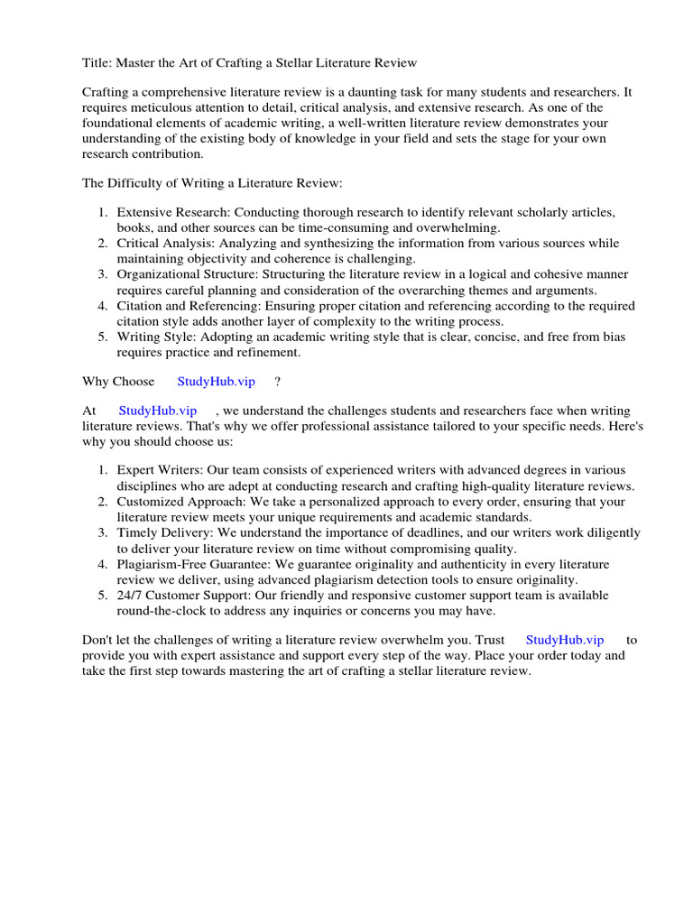 Sample Academic Literature Review | PDF | Literature Review | Citation