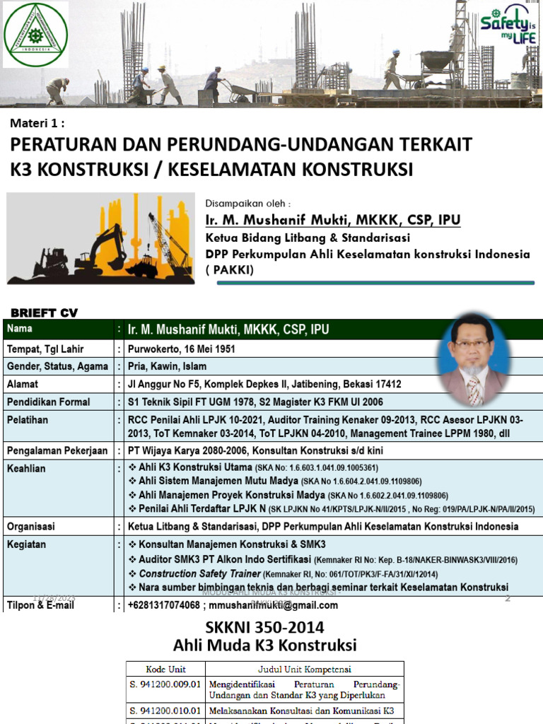 Materi 01 - Peraturan Dan Perundang-Undangan Keselamatan Konstruksi-M3 | PDF