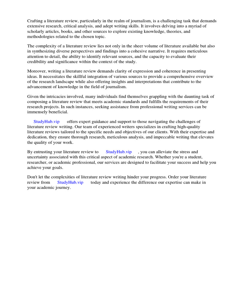Literature Review Example Journalism | PDF | Essays | Academic Publishing