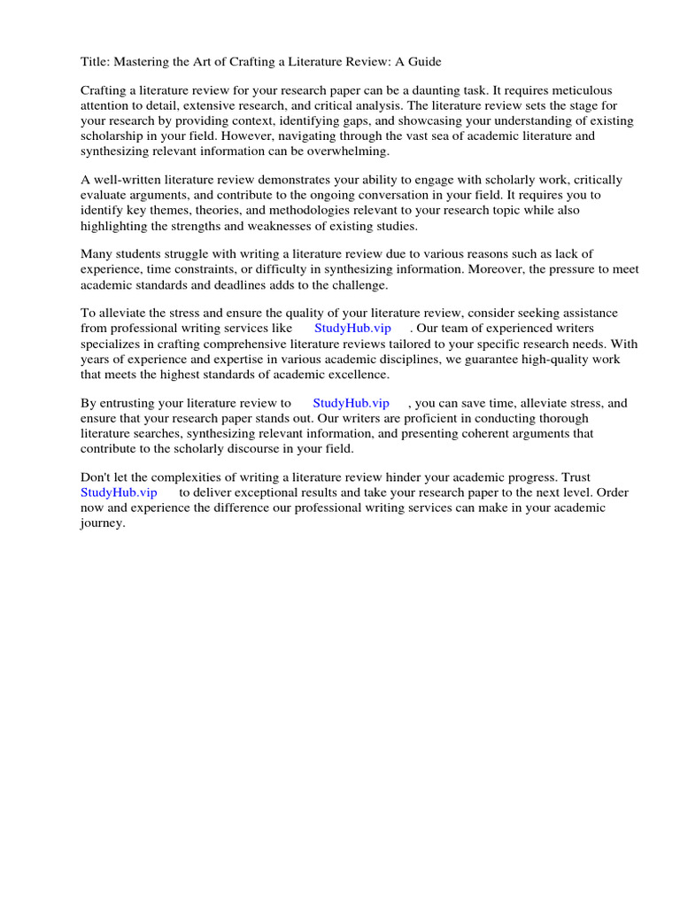 Research Paper Review of Literature Sample | PDF | Systematic Review ...